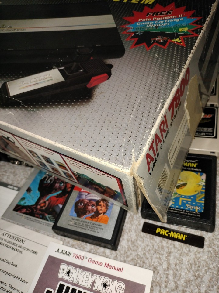 Atari 7800 Video Game Console Box, Console, Hook-ups, Manual, (Tested ...
