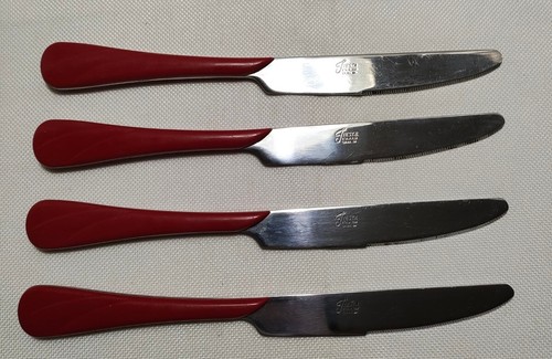 4 Fiesta Red Swirl Pattern Dinner Knives Fiestaware Stainless Knife Set ...