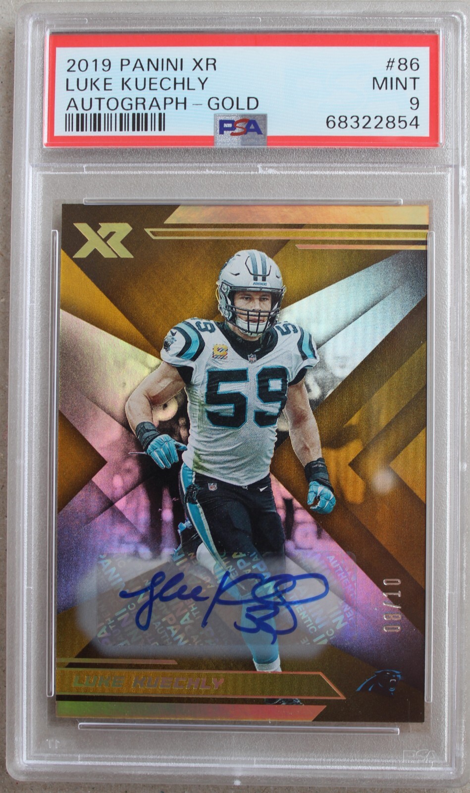 2019 Panini XR Luke Kuechly Autograph Gold# 86 Serial # 8/10 PSA 9 | eBay