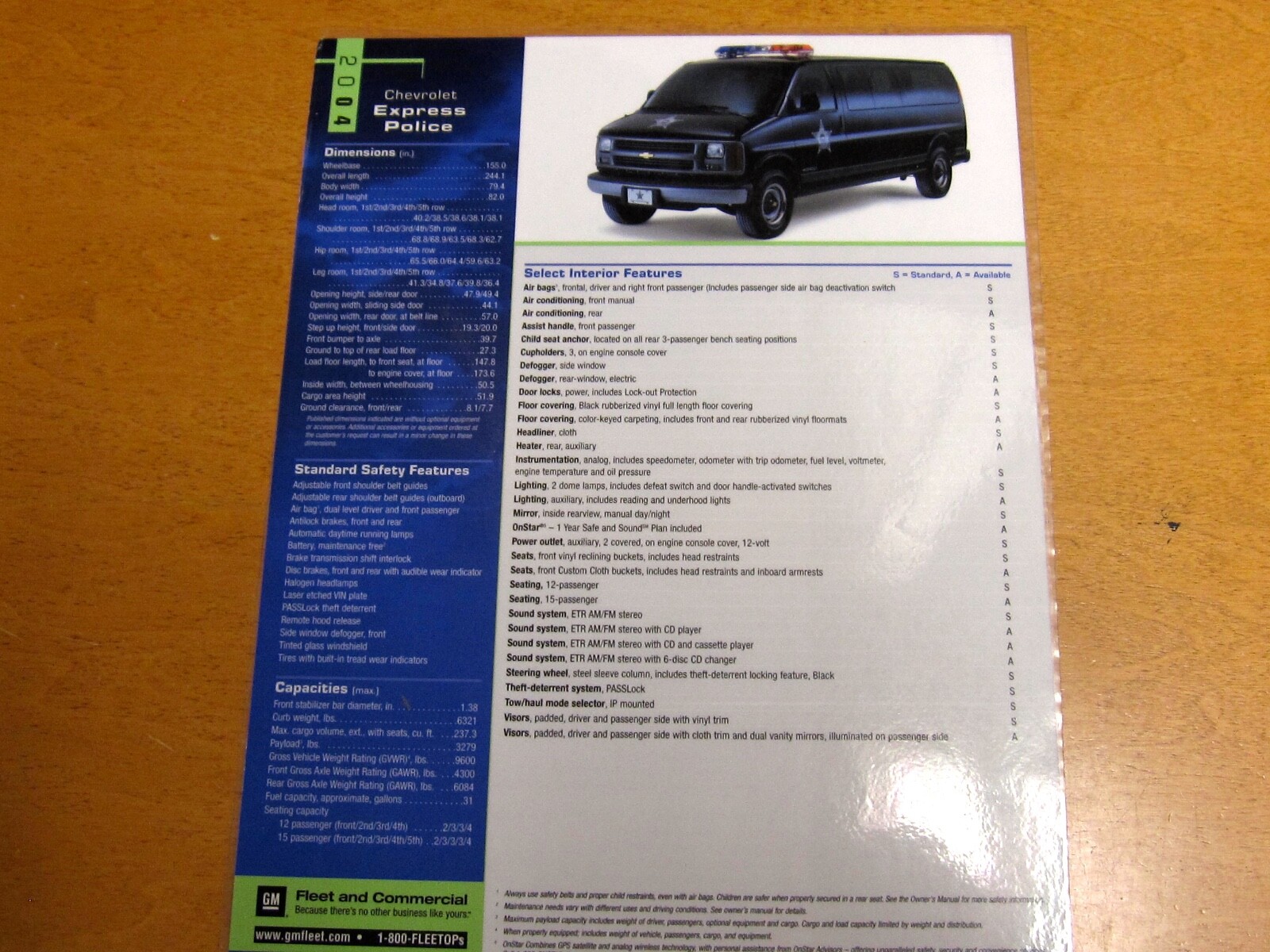 2004 CHEVROLET EXPRESS POLICE VAN 1-PAGE COLOR BROCHURE DEALER ITEM | eBay