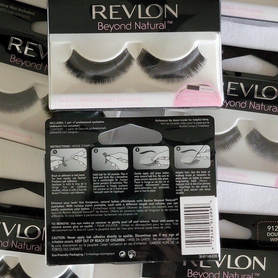 28 pk REVLON Beyond Natural 1 PAIR PER PACK OF EYELASHES #91209 DOUBLE ...