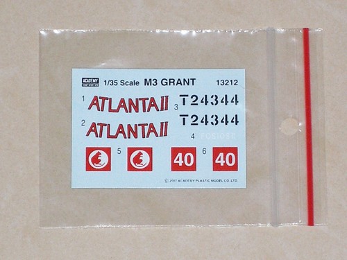 ACADEMY M3 Grant DECALS only from Kit 13212 - 1:35 Plastic Model Tank ...
