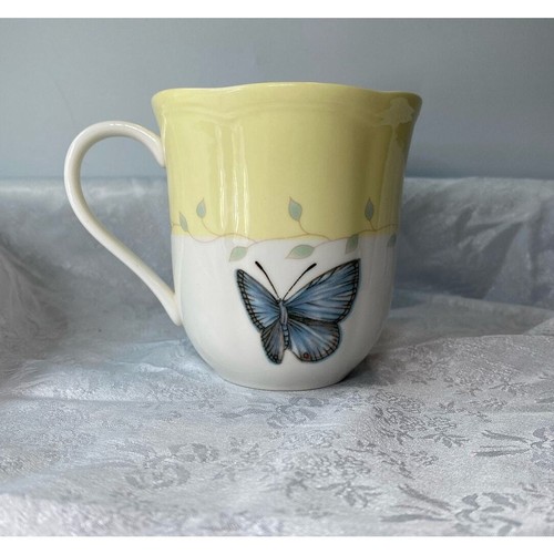 Lenox Butterfly Meadow Coffee Cups Yellow White Ceramic Porcelain Mugs ...