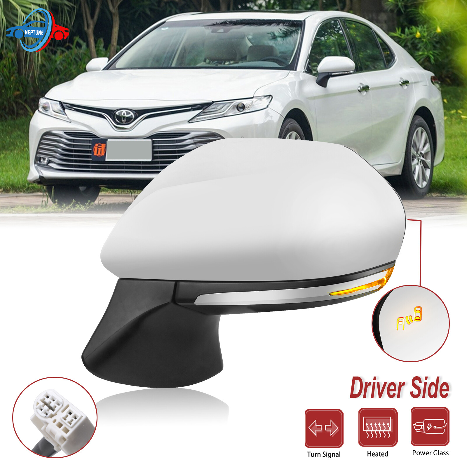 Driver Side Mirror for 2018-2020 Toyota Camry Power Heated BSM Turn ...