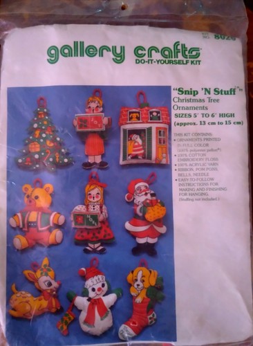 Vtg 1978 Paragon Snip N Stuff Christmas Tree Santa etc 9 Felt Ornaments ...