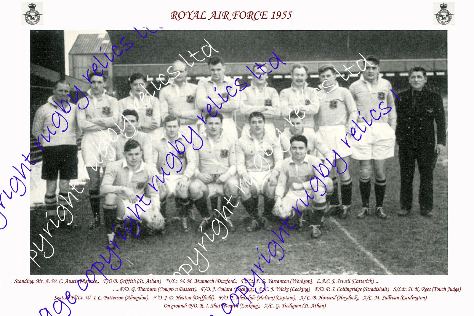 ROYAL AIR FORCE RUGBY RAF TEAM PHOTOGRAPHS 1948 - 1963 - 12" x 8" (30cm ...