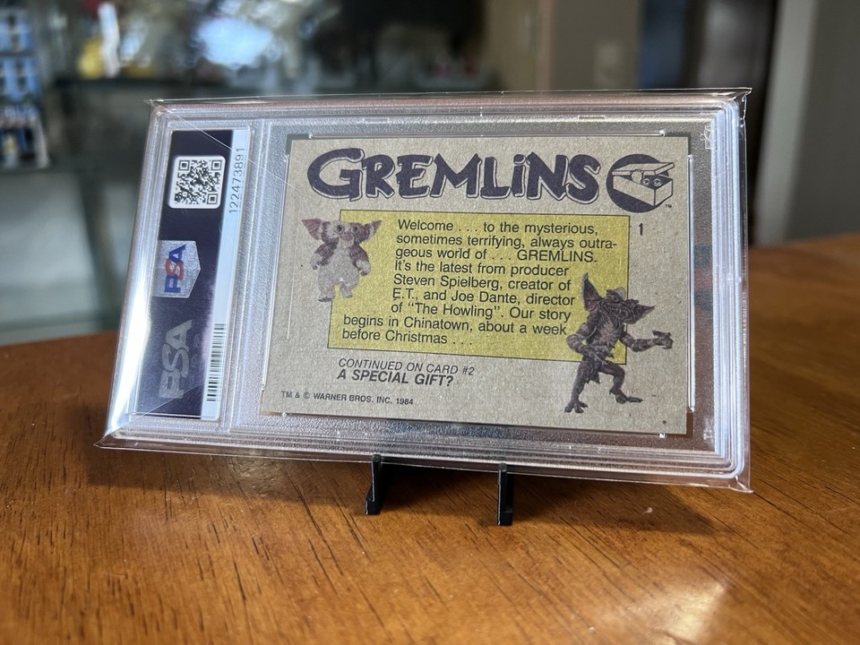 1984 Topps Gremlins Movie #1 Gizmo Stripe Title Card PSA 8 Steven ...
