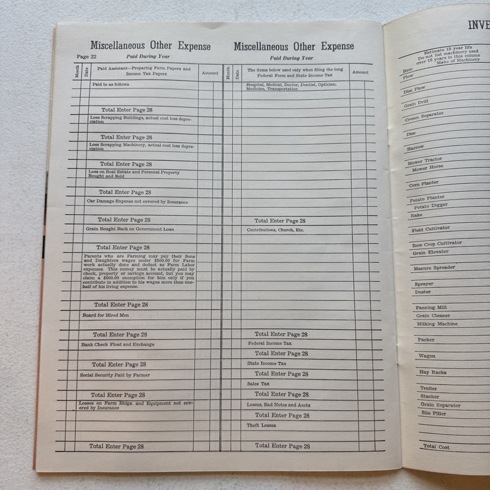 Melvin H. Sheffer Inc. Farming Equipment & Refrigeration Farm Record ...