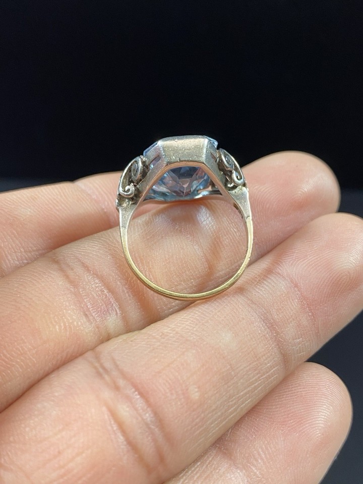 8k Yellow Gold Shank 935 Silver Shoulder Ring Antique Victorian 10ct ...