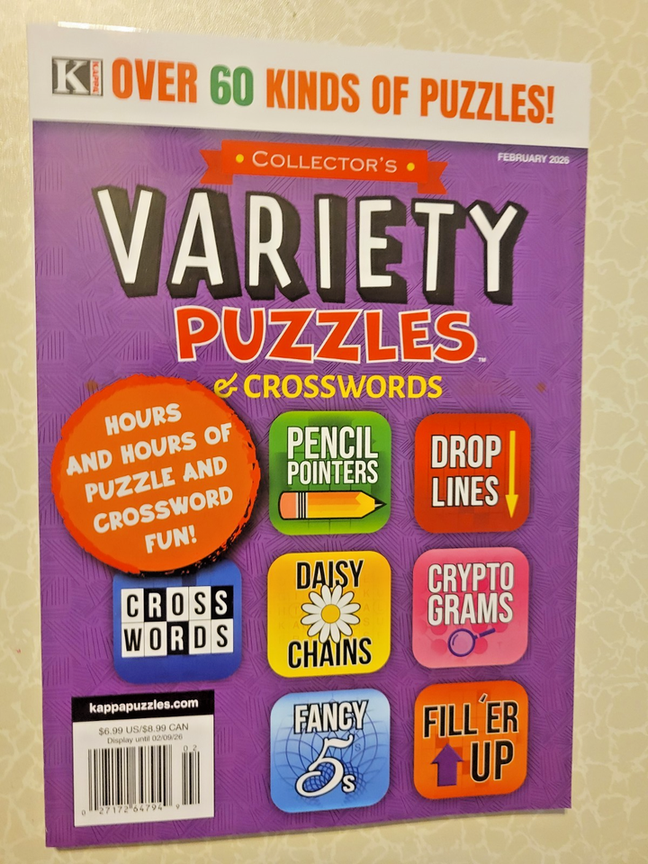 KAPPA Collector's Variety Puzzles & Crossword-Jan 26 Issue-60+ kinds of ...