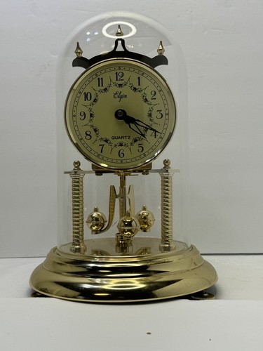 Large 12in Glass Dome Elgin Quartz anniversary torsion desk shelf ...