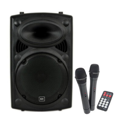 QTX QR12PA Portable PA System Battery Powered USB Sound + 2 x Wireless ...