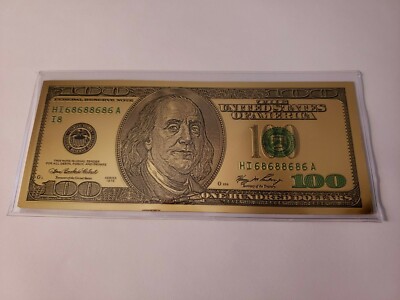 Pure 24K Gold Foil Plated Colored $100 Benjamin Franklin Foil Banknote ...