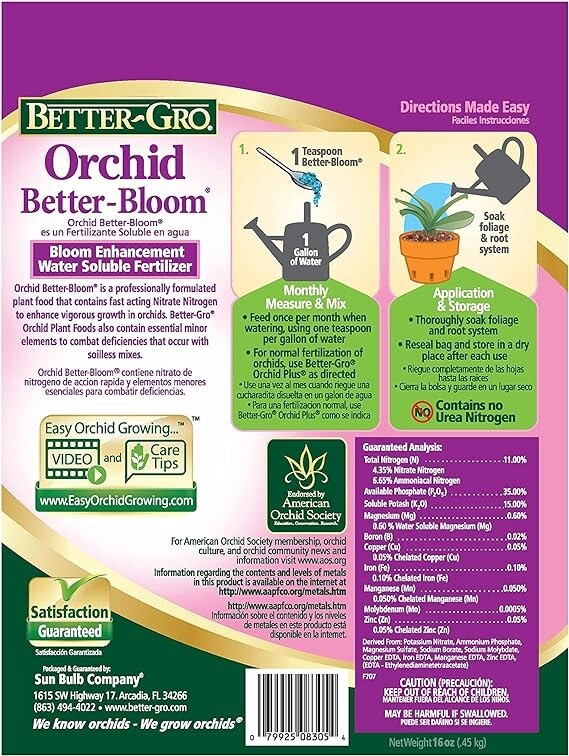 Sun Bulb 8305 Better Gro Orchid Plus Bloom Booster Fertilizer 16oz for ...