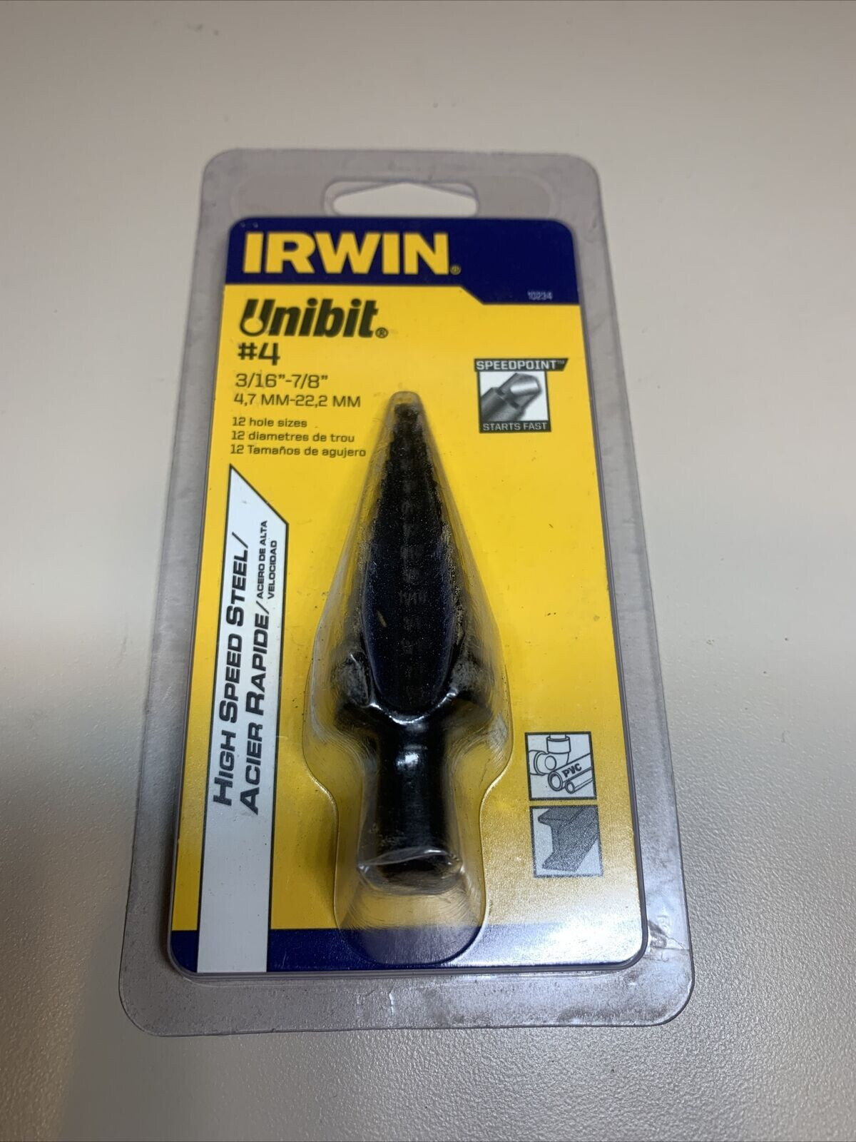 Irwin Unibit IWAS10234DF #4 3/16"-7/8" Drill Bit. New in Package | eBay