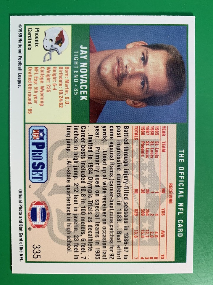 1989 PRO SET # 335 JAY NOVACEK ROOKIE | eBay