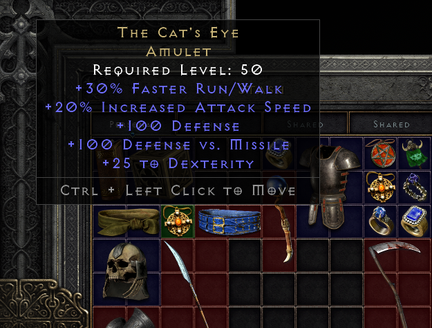 DIABLO 2 D2R: The Cat's Eye Amulet cats eye cat - PC Xbox Non Ladder SC ...