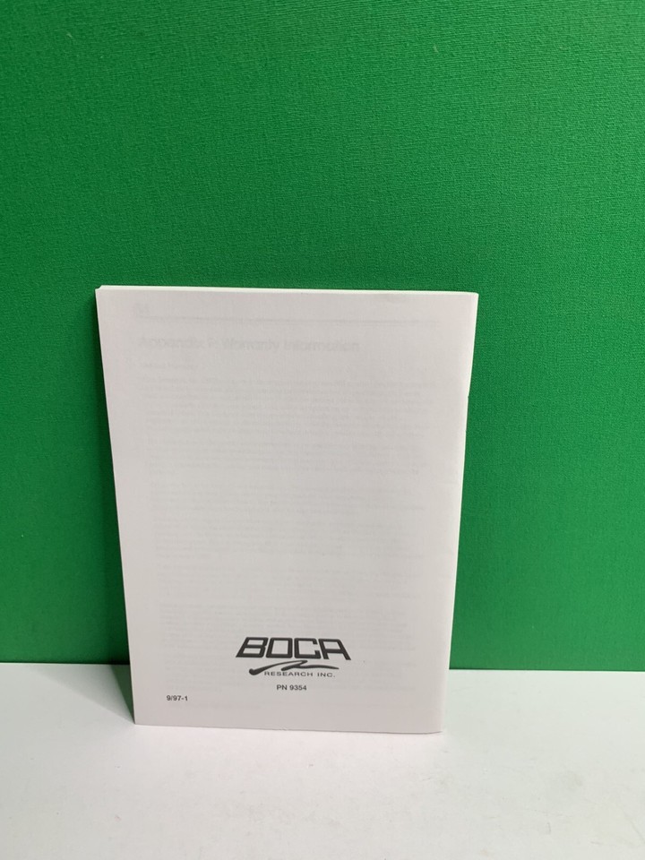 User’s Guide MD56PC: 56K Mobile Office Modem BOCA Research | eBay