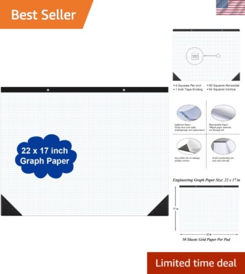 Large Engineering Graph Paper - 22" x 17" Grid Paper, 50 Sheets/100 ...