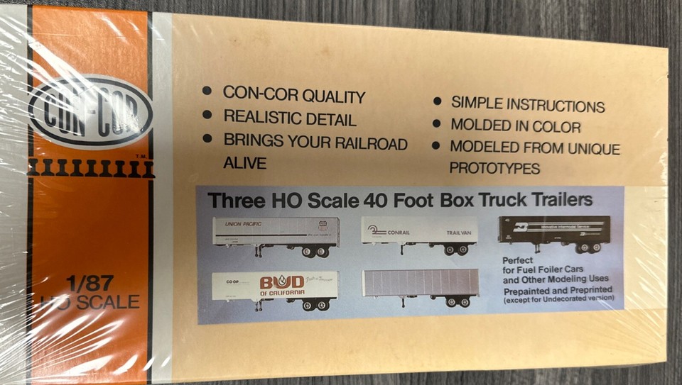 Con-Cor HO Kit 0001-008103 40’ 3PC Piggyback Box Trailer Conrail NIB | eBay