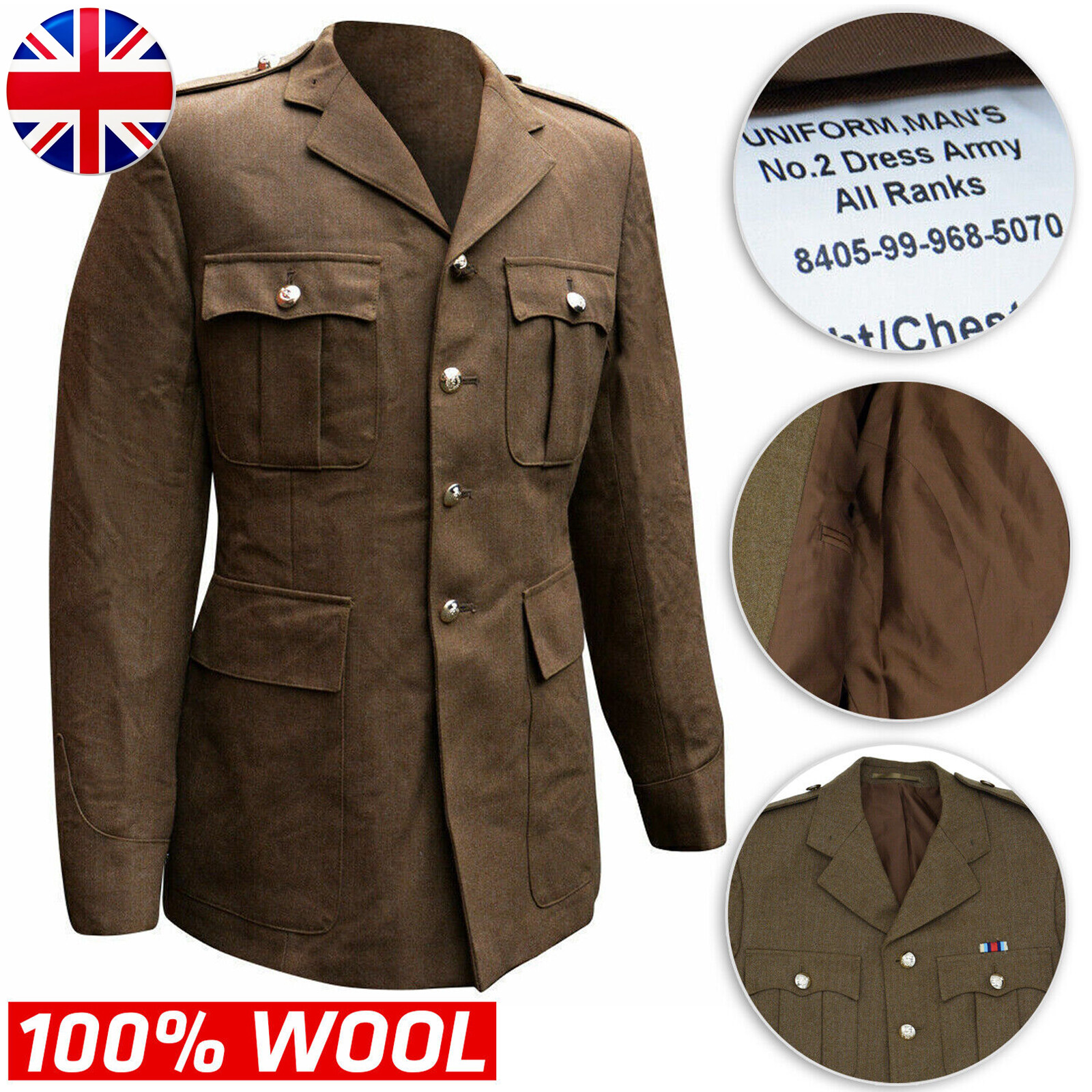 Genuine British Army No 2 Dress Uniform Jacket Tunic All Ranks Khaki ...