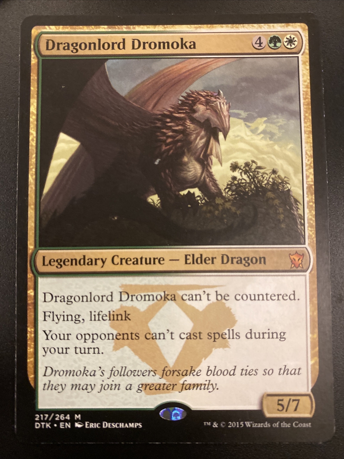 Dragonlord Dromoka MTG Dragons of Tarkir #217 Mythic Card Light Play Ex ...