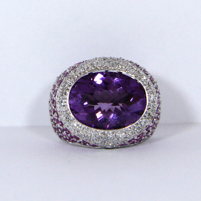 Spectacular ladies´ ring (18k gold) with rubies, diam… - Gem