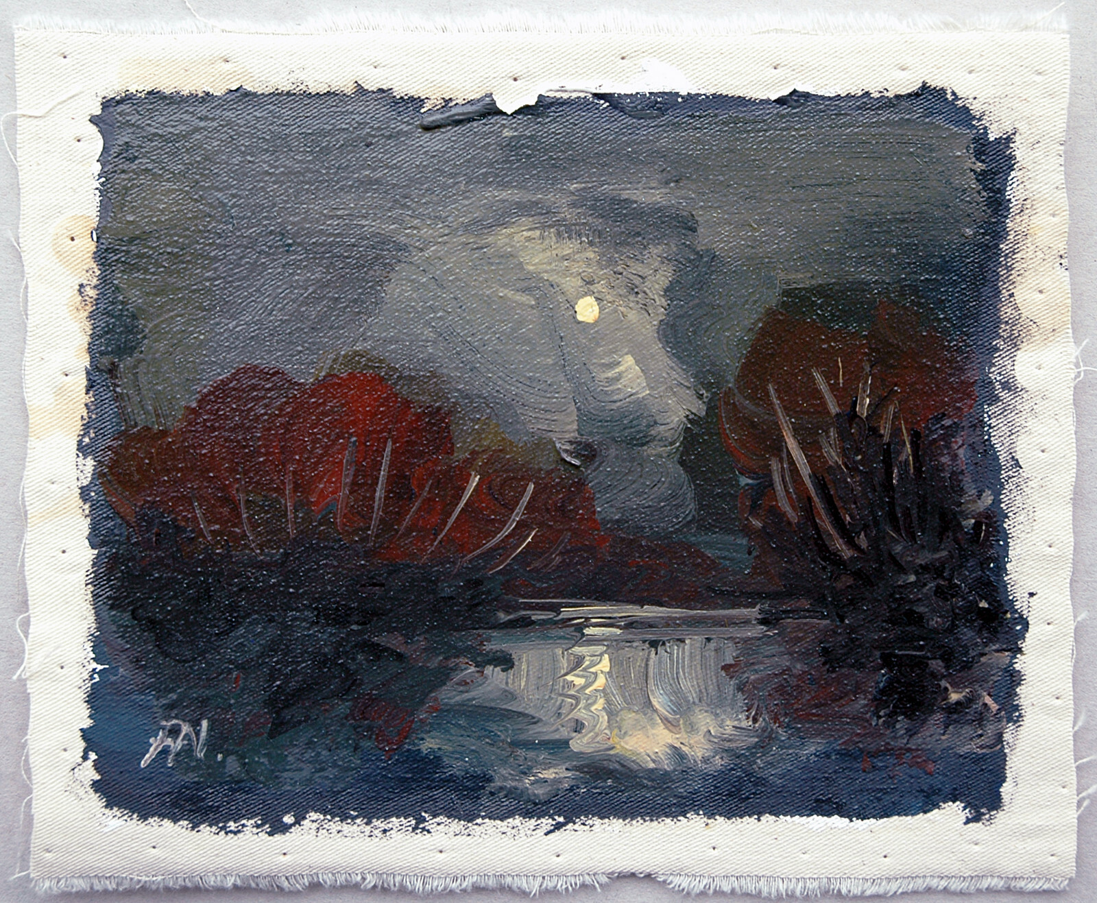 Fred Nömeier *1938: Dreiklang aus Blau Silber und Rost Herbstnacht ...