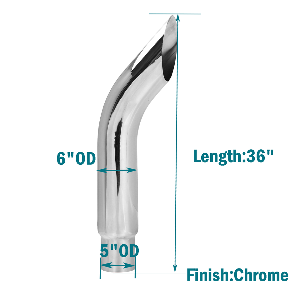 3"/4"/5"/6"OD Bull Horn Curved Pipe Exhaust Truck Stack Tailpipe 36" 48 ...