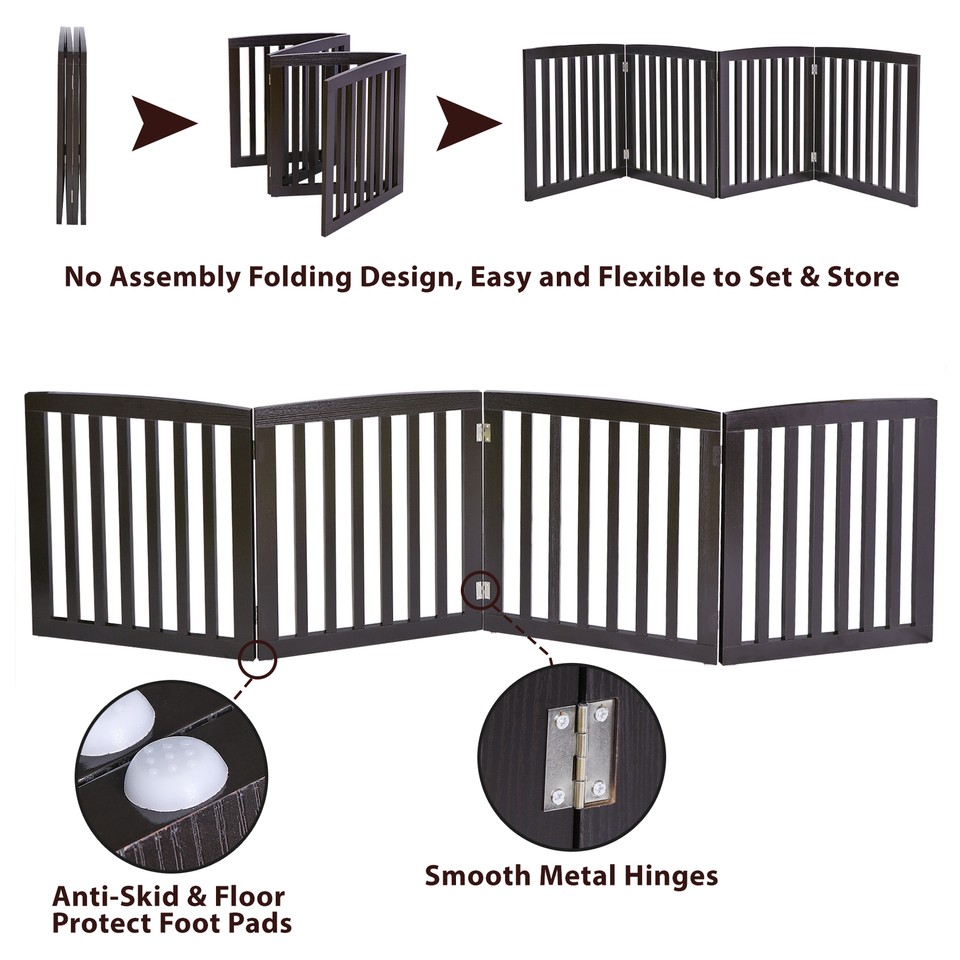 Dog Gate Indoor Freestanding 4 Panel 24 Inch Pet Gate Foldable Dog ...
