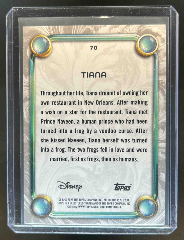 2025 Topps Disney Wonder Tiana Tier 1 Purple Foil #91/99 The Princess ...