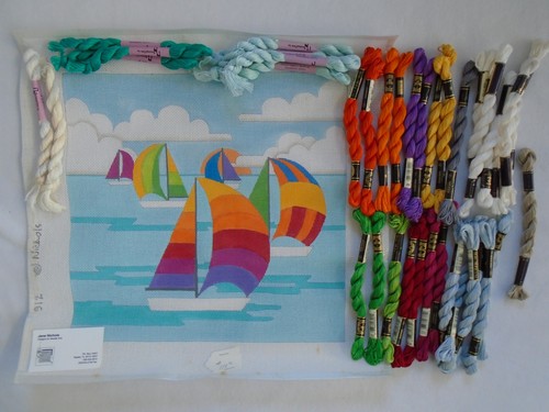Sailboats Needlepoint Canvas By Jan Nichols Hand Painted With Threads ...