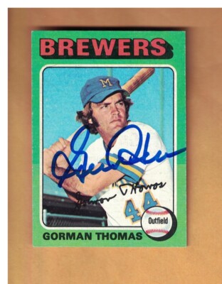 GORMAN THOMAS AUTOGRAPHED 1975 TOPPS MINI BASEBALL CARD SIGNED ...