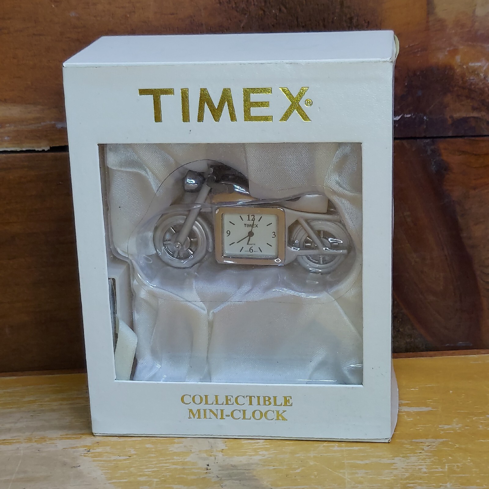 Vintage Timex Motorcycle Collectible Mini Clock Silver Tone Art Decor ...