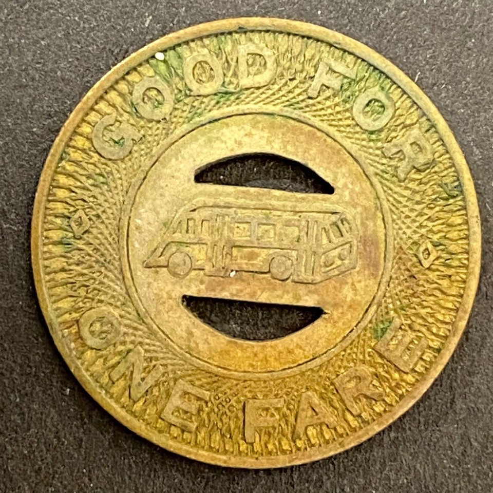 Lancaster Transit Inc. Ohio "G/F One Fare" Transit Token 23mm w/ Bus ...