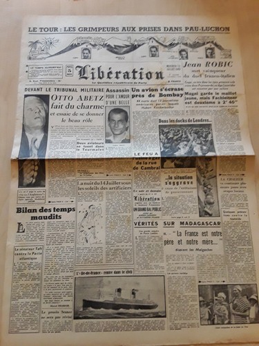 Journal LIBERATION 1949 tour de France Robic Otto Abetz paquebot ile de ...