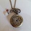 Mini pocket watch necklace, choose colors for beads birthstones ...