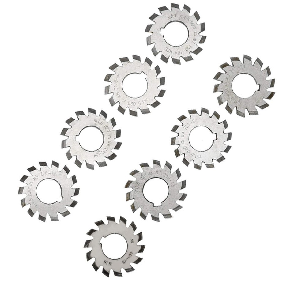 8Pcs HSS Gear Cutting Tools Set for 20 Degree Bevel Specifications ...