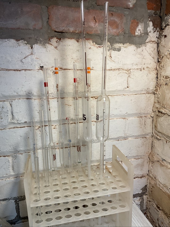 Lot of 10 Mixed sizes Pyrex USA Reusable Lab Glass Serological Pipettes ...