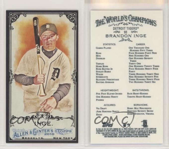 2010 Topps Allen & Ginter's Mini Black Border Brandon Inge #93 2k3 | eBay