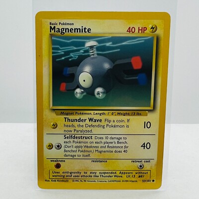 Pokémon Magnemite 53/102 Base Set Unlimited Pokemon 1999 WOTC Common ...