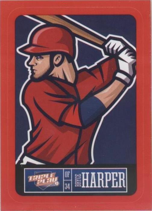 2013 Panini Triple Play - Player Stickers Bryce Harper #28 Red Border ...