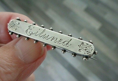 RARE Vintage Sterling Silver WELSH Name Brooch h/m Chester 1911 ...