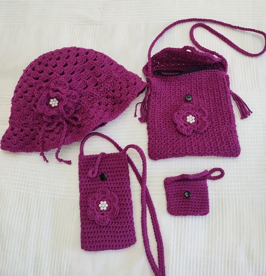 New Gift Handmade Crochet Women Sun Hat Set Lots 4 pc | eBay