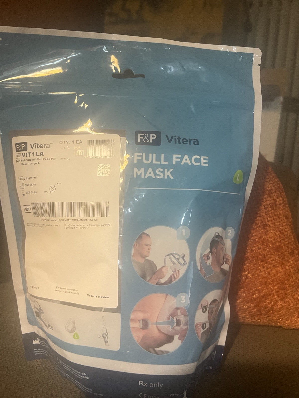 2 F&P Vitera Full Face CPAP Masks with Headgear vit1la Large | eBay