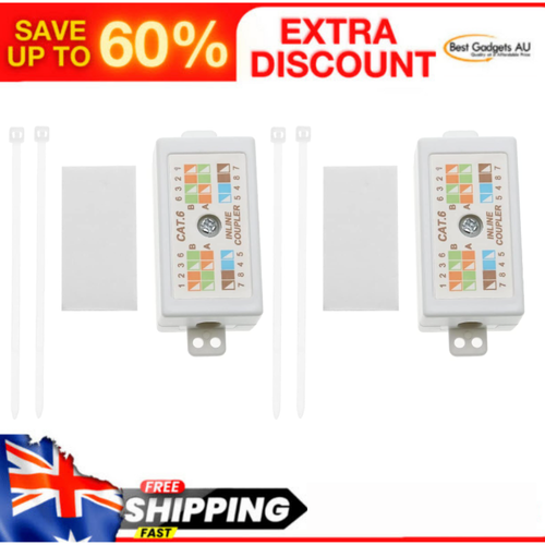 2PCS RJ45 Cat 6 Gigabit Inline Punchdown Krone Coupler Joiner Module ...