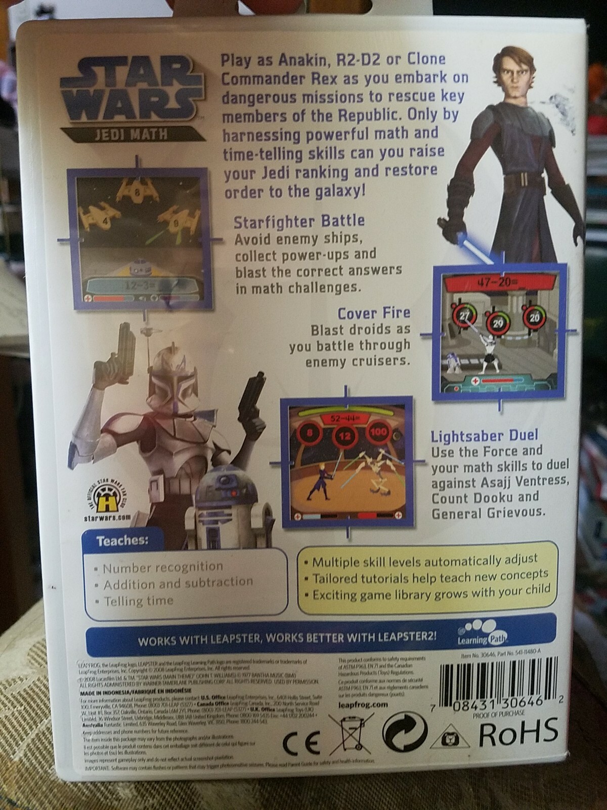 Leapster Star Wars Jedi Math K-2nd Grade Expanded play for Leapster 2 ...