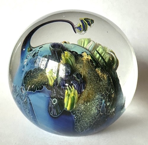 Josh Simpson Inhabited Planet Earth Art Glass Paperweight Signed 1987 ...