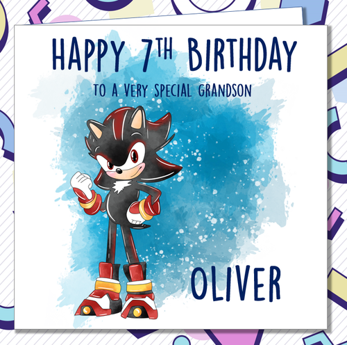 Personalised Sonic The Hedgehog Shadow Birthday Card Son Grandson Niece ...