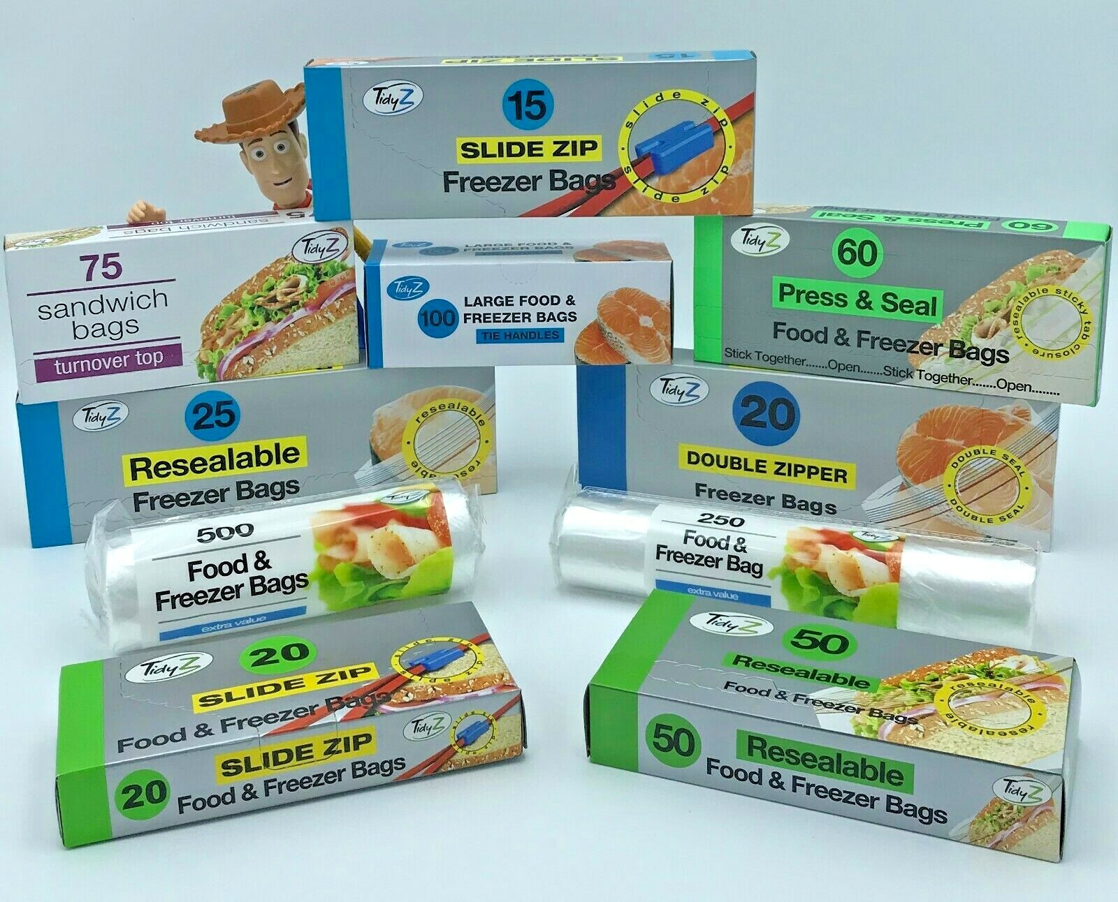 Various Food Freezer Sandwich Bags Strong Resealable Reuseable Grip Zip ...
